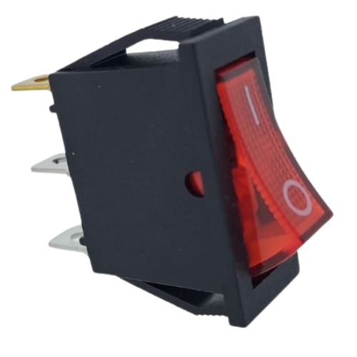 Illuminated Rocker Switch Red (12 x 30mm) 3 Pin — Mallow Tools