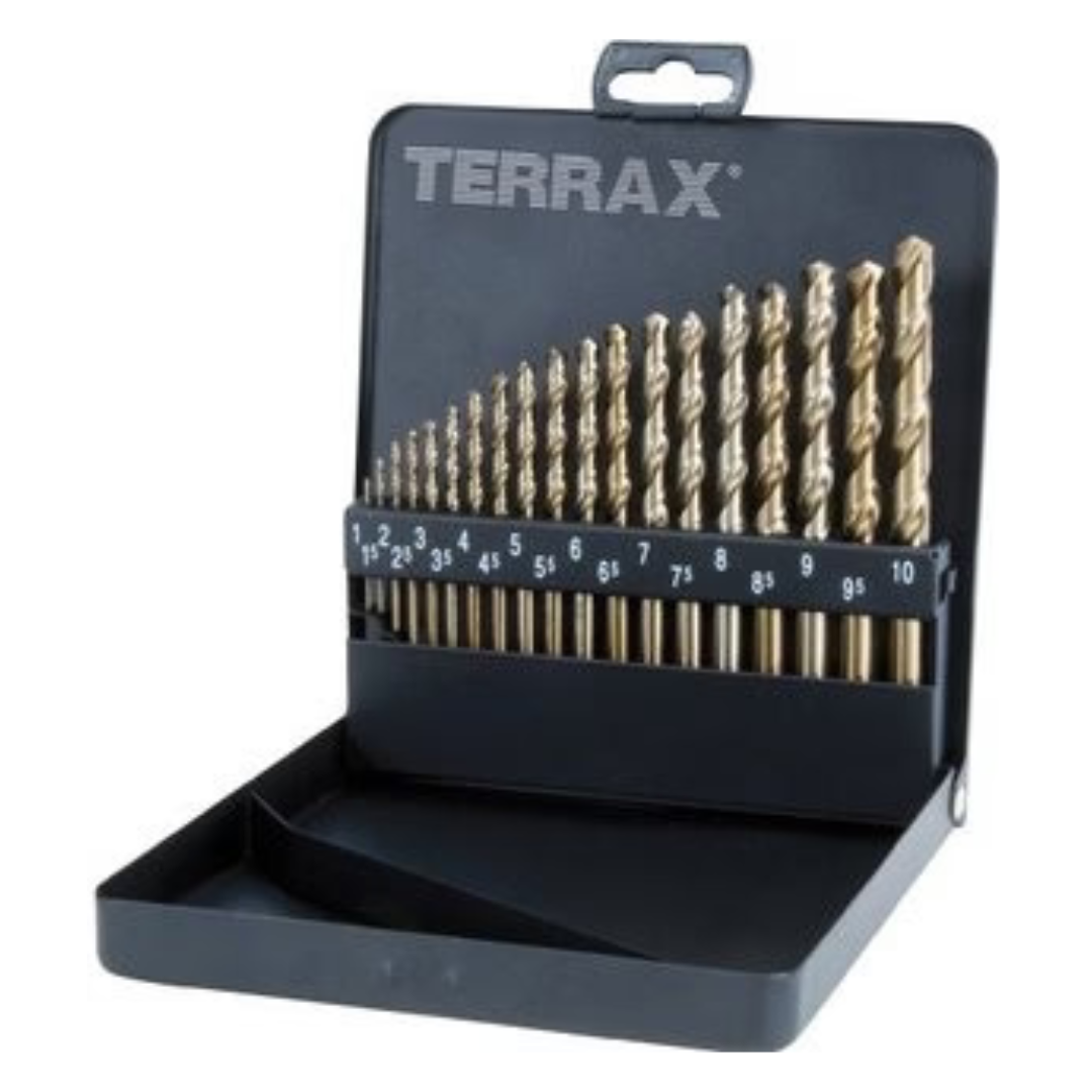 Terrax 19pc HSS Ground Drill Bit Set (1 - 10mm) — Mallow Tools