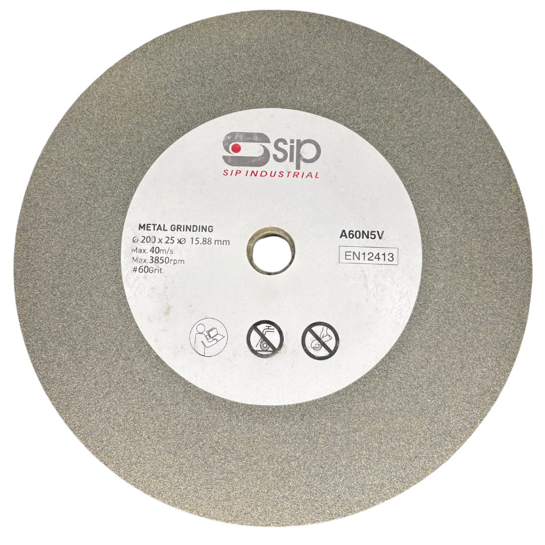 SIP 8'' Fine Grinding Stone Wheel 200 x 25 x 15.9mm (60 Grit) — Mallow ...